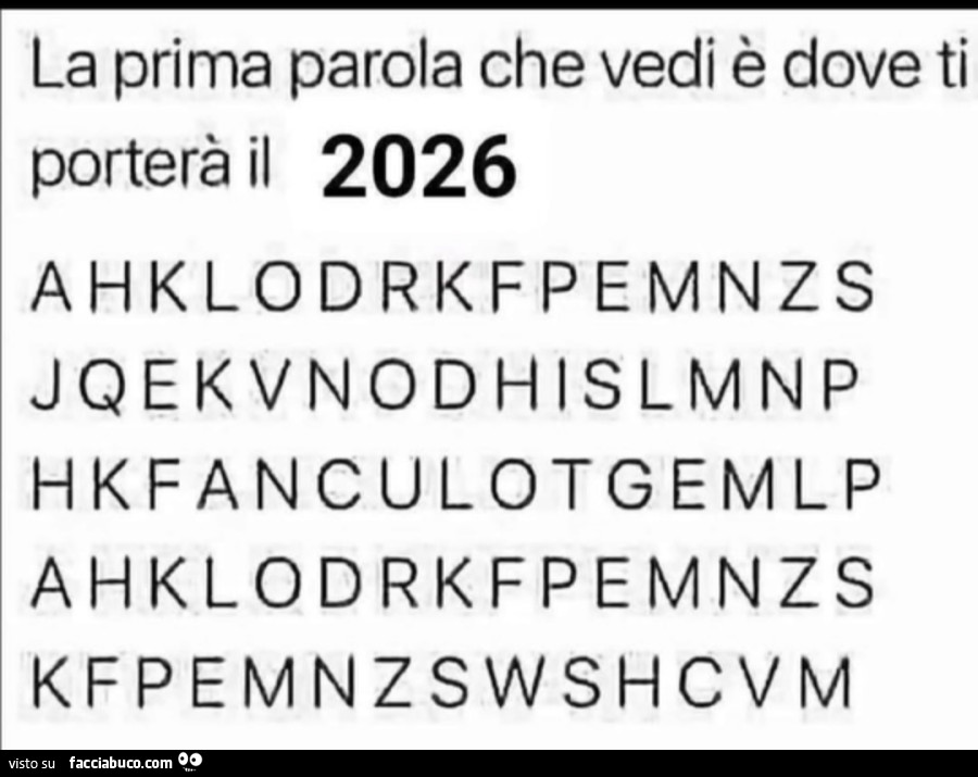La prima parola che vedi è dove ti porterà il 2026 - Facciabuco.com
